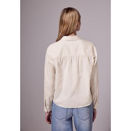 Damen Langarmbluse, beige, Gr. 42, STREET ONE STUDIO, unifarben, Web, 100% Baumwolle, Blusen, mit Knopfleiste