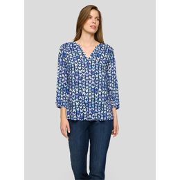 Rabe Damen Klassische Blusedunkel jeans, Gr. 44, bedruckt, Web, Obermaterial: 100% Viskose, Blusen, mit All-Over Print