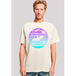 F4NT4STIC Herren T-Shirt "Retro Alien Weltraum Sonnenuntergang", beige, Gr. S, Obermaterial: 100% Baumwolle, Shirts, Premium Qualit&auml;t