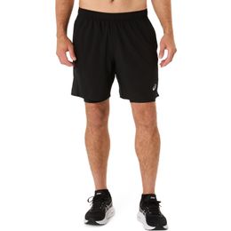 asics Herren Laufshorts "asics CORE 2-N-1 7IN SHORT"performance schwarz, performance schwarz, Gr. L, Obermaterial: 100% Polyester, Hosen