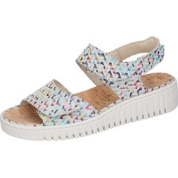 Waldl&auml;ufer WALDL&Auml;UFER Damen Keilsandalette "H-Willow", Gr. 4,5, bunt, Ziegenveloursleder, gemustert, Schuhe, Sommerschuh, Sandale, Klettschuh mit Kork-Fu&szlig;bett,