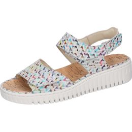 Waldl&auml;ufer WALDL&Auml;UFER Damen Keilsandalette "H-Willow", Gr. 5,5, bunt, Ziegenveloursleder, gemustert, Schuhe, Sommerschuh, Sandale, Klettschuh mit Kork-Fu&szlig;bett,