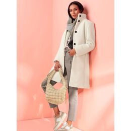 Heine Damen Wintermantel, beige, Gr. 48, unifarben, unifarben mit Farbeinsatz, unifarben mit Farbeins&auml;tzen, 100% Polyester, M&auml;ntel