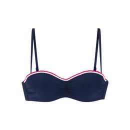 s.Oliver Damen B&uuml;gel-Bandeau-Bikini-Top "Junis", blau, Gr. 44, kontrastfarbene Details, unifarben, Recycling-Polyamid, Bikini-Oberteile, mit