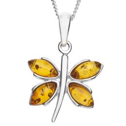 OSTSEE-SCHMUCK Damen Kette mit Anh&auml;nger "- Schmetterling - Silber 925/000 - Bernstein", 60, Silber 925 (Sterlingsilber), silber, Silber 925