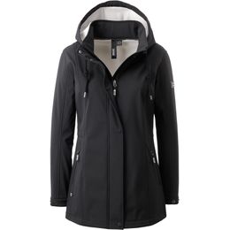 DEPROC Active Damen Softshelljacke "WILKIE PEAK WOMEN", schwarz, Gr. 44, Softshell, 96% Polyester. 4% Elasthan, Jacken, mit abnehmbarer Kapuze