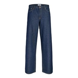 Jack & Jones Relax-fit-Jeans JACK & JONES "JJIDAVE JJORIGINAL SQ 081 SN", Herren, Gr. 30, L&auml;nge 34, blau rinse wash, Denim/Jeans, Obermaterial: 100% Baumwolle, Abriebeffekte, weit kn&ouml;chellang, Jeans