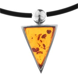 OSTSEE-SCHMUCK Damen Kette mit Anh&auml;nger "- Classic 39 x 22 mm - Kautschukreif - Silber 925/000 - Bernstein", 50, Silber 925 (Sterlingsilber), silber,