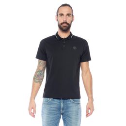 Herren Poloshirt "ARON", schwarz, Gr. XXXL, Le Temps Des Cerises, unifarben, 100% Baumwolle, Shirts, mit trendigem Kontraststreifen