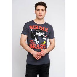 logoshirt Herren T-Shirt "Looney Tunes", blau, Gr. L, bedruckt, 100% Baumwolle, Shirts, mit lizenziertem Originaldesign