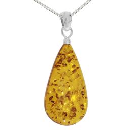 OSTSEE-SCHMUCK Damen Kette mit Anh&auml;nger "- Tropfen ca. 30 mm lang - Silber 925/000 - Bernstein", 50, Silber 925 (Sterlingsilber), silber, Silber 925