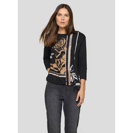Rabe Damen Print-Shirt "T-Shirt", schwarz, Gr. 40, unifarben, 95% Baumwolle, 5% Elasthan, Shirts