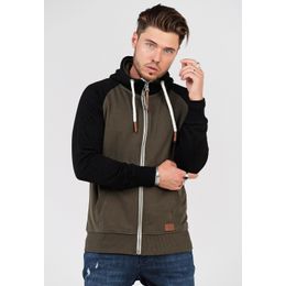 behype Herren Sweatjacke "HENRAY", gr&uuml;n, Gr. M, mehrfarbig, 70% Baumwolle, 30% Polyester, Sweatjacken, mit erh&ouml;htem Kragen
