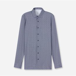 OLYMP Herren Langarmhemd "Luxor 24/Seven", blau, Gr. 44, Jersey, Obermaterial: 92% Baumwolle, 8% Elasthan, Hemden, Businesshemd, Jersey, modern fit,