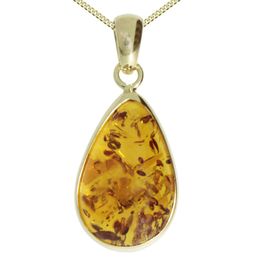 OSTSEE-SCHMUCK Damen Kette mit Anh&auml;nger "- Classic Tropfen 21 x 14 mm - Silber 925/000, vergoldet - Bernstein", 42, Silber 925 (Sterlingsilber),