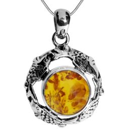 OSTSEE-SCHMUCK Damen Kette mit Anh&auml;nger "- Fischland 28x20 mm - Silber 925/000 - Bernstein", 60, Silber 925 (Sterlingsilber), silber, Silber 925