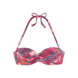 s.Oliver Damen B&uuml;gel-Bandeau-Bikini-Top "Marika", bunt, Gr. 38, bedruckt, floral, Microfaser, Microfaser, Polyamid, Bikini-Oberteile, mit Wickeloptik