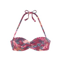 s.Oliver Damen B&uuml;gel-Bandeau-Bikini-Top "Marika", bunt, Gr. 42, bedruckt, floral, Microfaser, Microfaser, Polyamid, Bikini-Oberteile, mit Wickeloptik