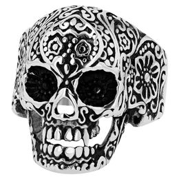 Adelia&acute;s ADELIA ́S Herren Fingerring "Herren Ring Totenkopf aus Edelstahl", 68, Edelstahl, silber, Edelstahl, Fingerringe