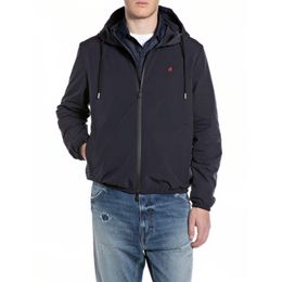Replay Herren Kurzjackeschwarz navy, Gr. L, unifarben, Web, Obermaterial: 100% Polyester. Futter: 100% Polyester, Jacken, mit Kapuze