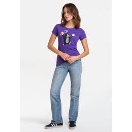 logoshirt Damen T-Shirt "Der kleine Maulwurf", lila, Gr. XS, bedruckt, 100% Baumwolle, Shirts, mit lizenziertem Originaldesign