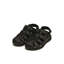 Geox Herren Sandale "UOMO SANDAL STRADA C", Gr. 40, braun, Lederimitat, Textil, Schuhe, Sommerschuh, Klettschuh, Outdoorsandale, mit Lederfu&szlig;bett