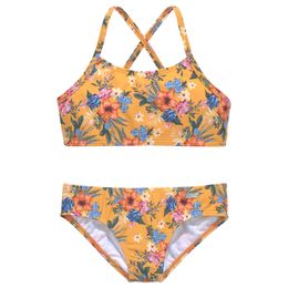 Bench. M&auml;dchen Bustier-Bikini "Maui Kids", gelb, Gr. 170, bedruckt, gebl&uuml;mt, Polyamid, Bikini-Sets, mit trendigem Druck