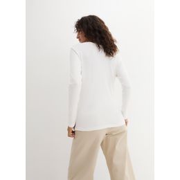bonprix Damen Langarmshirt, wei&szlig;, Gr. 32, unifarben, Web, Obermaterial: 100% Baumwolle, Shirts, leicht taillierte Passform, Rundhalsausschnitt, aus
