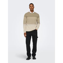 Only & Sons ONLY & SONS Herren Strickpullover "ONSFELIX REG 12 CREW KNIT NOOS", beige, Basic, Gr. XXL, gemustert, Strick, Obermaterial: 100% Baumwolle, Pullover