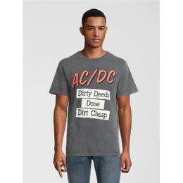 Recovered Herren T-Shirt "ACDC Dirty Deeds Done Cheap Washed Grey", grau, Gr. M, bedruckt, 100% Baumwolle, Shirts, im zeitlosen Design