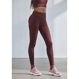 Lascana Damen Seamless Leggings "Po Push Up", rot, Gr. L, unifarben, Rippware, Obermaterial: 91% Polyamid, 8% Elasthan, 1% Polyester, Hosen, mit