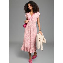 Laura Scott Damen Sommerkleidrosa, gebl&uuml;mt, Gr. 38, gebl&uuml;mt, Single Jersey, Obermaterial: 95% Viskose, 5% Elasthan, Kleider, femininer Stil, f&uuml;r