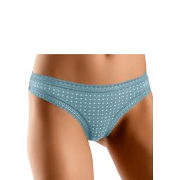 Lascana Damen String, Gr. 40, gr&uuml;n, Jersey, Obermaterial: 95% Baumwolle, 5% Elasthan. Spitze: 90% Polyamid, 10% Elasthan, bedruckt, unifarben,
