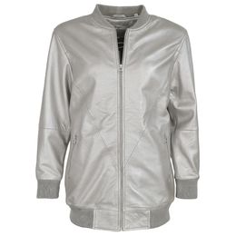 Maze Damen Blouson "42021248", silber, Gr. XL, Obermaterial: 100% Lammleder; Futter: 100% Viskose; &Auml;rmelfutter: 100% Polyester; Strickmaterial: 95%
