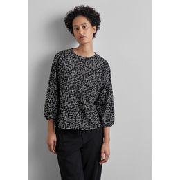 Street One Damen Print-Shirt, schwarz, Gr. 36, bedruckt, Stoff, 63% Polyester, 34% Viskose, 3% Elasthan, Shirts, mit Rundhalsausschnitt