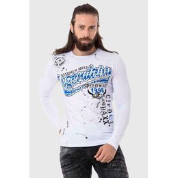 Cipo & Baxx CIPO & BAXX Herren T-Shirt "Sweatshirts", wei&szlig;, Gr. M, bedruckt, 95% Baumwolle, 5% Elasthan, Shirts, mit coolem Effekt-Print