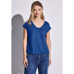 Street One Damen Hemdbluse, blau, Gr. 34, unifarben, Stoff, 100% Viskose, Blusen, aus softer Viskose
