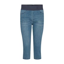 Freequent Damen Caprileggings "FQSHANTAL-CA-DENIM", blau, Gr. XS, unifarben, Denim/Jeans, Obermaterial: 66% Baumwolle, 21% Polyester, 11% Cupro, 2%