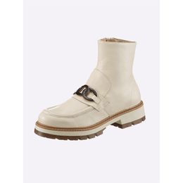 Heine Damen Stiefelette, Gr. 40, beige, Glattleder, Leder, Rindsleder, Schuhe