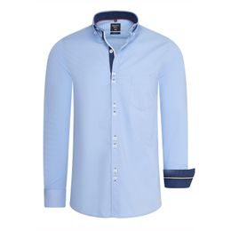Rusty Neal Herren Langarmhemd, blau, Gr. XXXL, unifarben, 97% Baumwolle, 3% Elasthan, Hemden, mit ausgefallenen Doppel-Kn&ouml;pfen