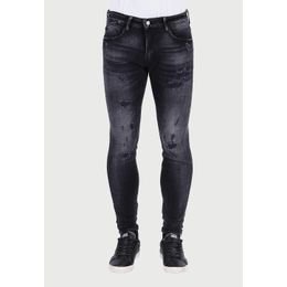 Herren Slim-fit-Jeans "POWERC", schwarz, Gr. 32, Le Temps Des Cerises, 95% Baumwolle, 3% Polyester, 2% Elasthan, Jeans, in trendigem Used-Look