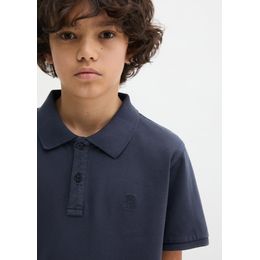 Marc O'Polo Junior Poloshirt MARC O'POLO JUNIOR, Jungen, Gr. 152, blau (schwarz navy), Jersey, Obermaterial: 100% Baumwolle, bestickt, unifarben, regular fit h&uuml;ftbedeckend, Rundhals, B&uuml;ndchen, Shirts, TEENS-BOYS Poloshirt aus Bio-Baumwoll-Piqu&eacute;