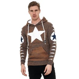 Rusty Neal Herren Kapuzensweatshirt, braun, Gr. XL, mehrfarbig, 70% Polyacryl, 30% Baumwolle, Sweatshirts, mit gro&szlig;em Stern-Design