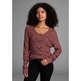 Laura Scott Damen Strickpullover, rot, Gr. 46, unifarben, Strick, Obermaterial: 100% Polyacryl, Pullover, Softer &Uuml;bergangsstrick mit V-neck und
