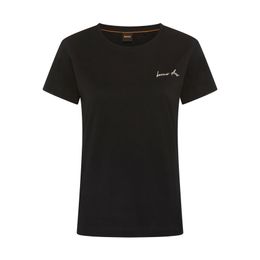 BOSS Orange Damen T-Shirt "Elove Premium Damenmode"schwarz 001, Gr. S, unifarben, Single Jersey, Obermaterial: 100% Baumwolle, Shirts, im Slim Fit,