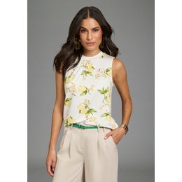 Laura Scott Damen Shirttopwei&szlig;, gemustert, Gr. 44, gemustert, Single Jersey, Obermaterial: 95% Viskose, 5% Elasthan, Tops, figurumschmeichelnde