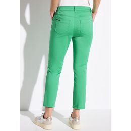 Street One Damen 7/8-Hose, gr&uuml;n, Gr. 42, unifarben mit Farbeinsatz, Web, 97% Baumwolle, 3% Elasthan, Hosen, 4-Pocket Style