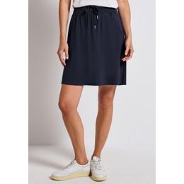 Street One Damen Minirock, blau, Gr. 44, unifarben, Stoff, 95% Viskose, 5% Elasthan, R&ouml;cke, mit Elastikbund