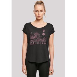 F4NT4STIC Damen T-Shirt "Kanagawa Welle Japan Color", schwarz, Gr. XS, Obermaterial: 100% Baumwolle, Shirts, Print