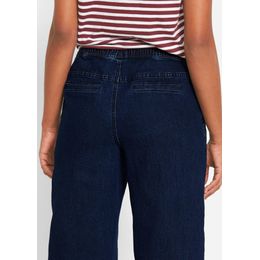 bonprix Damen Weite Jeans "Wide Leg Jeans Mid Waist, Stretch", blau, Gr. 40, Denim/Jeans, Obermaterial: 82% Baumwolle, 17% Polyester, 1% Elasthan,
